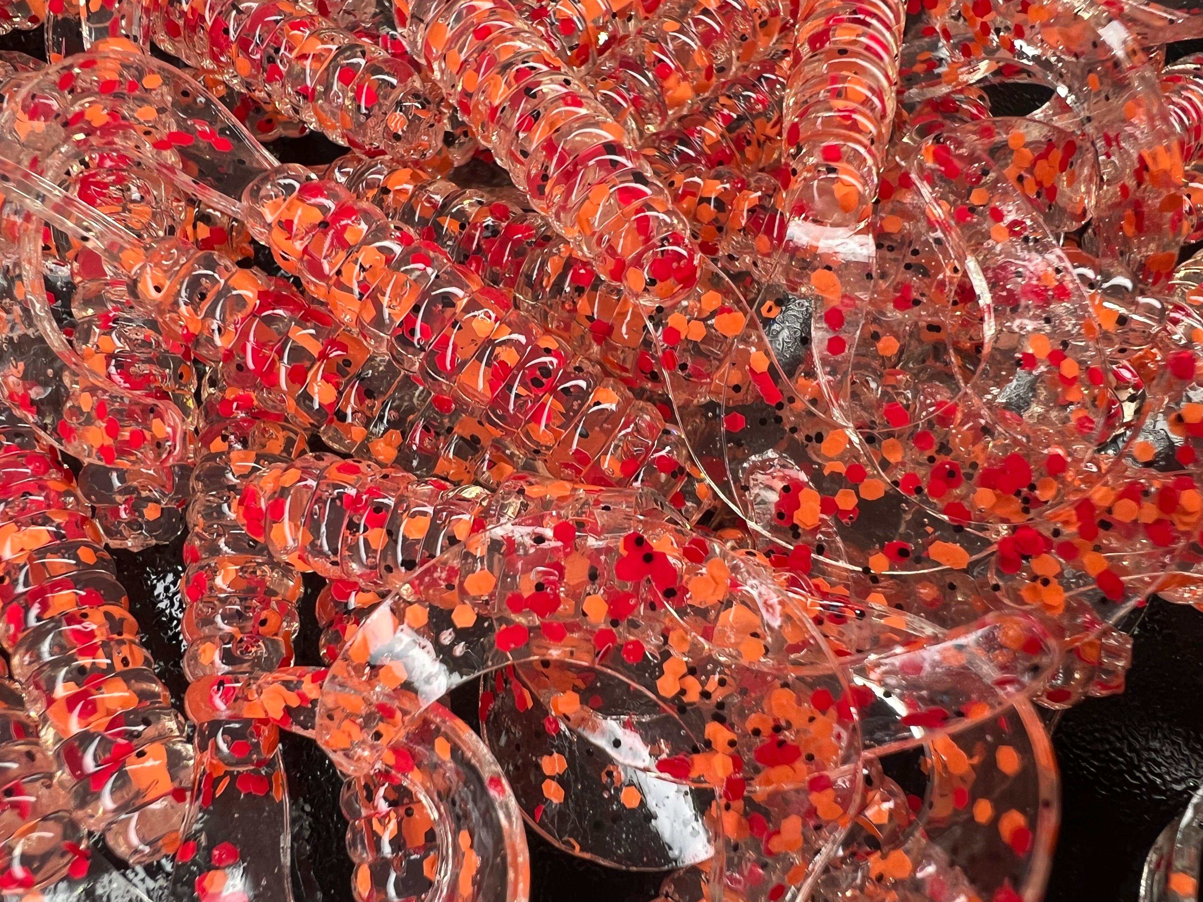 Blood Orange Shrimp OTR 25 pack Grubs. – Campania Lures